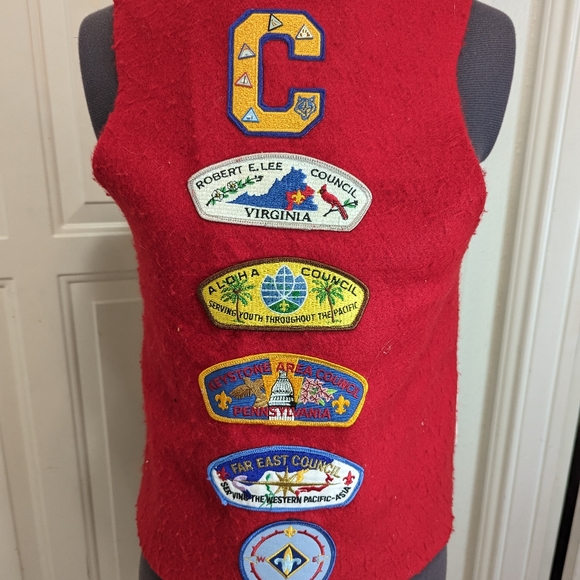 Source Unknown | Shirts & Tops | Vintage Hawaiian Red Felt Vest Cub ...